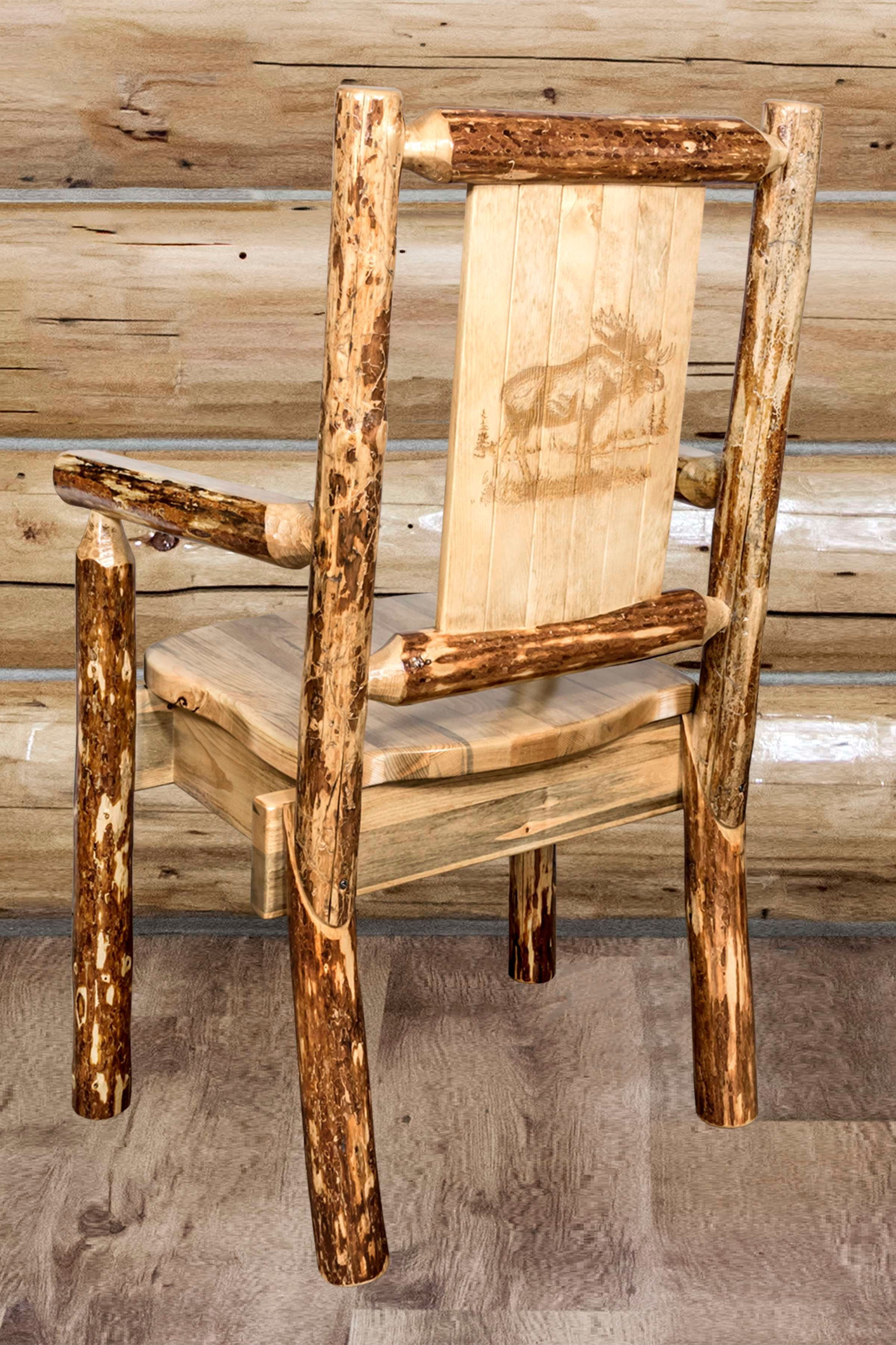 Glacier Country Collection Captain's Chair w/ Laser Engraved Moose ...