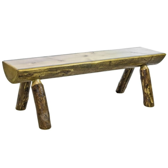 Montana Woodworks Glacier Country Half Log Bench, 6 Foot Rustic Wooden ...