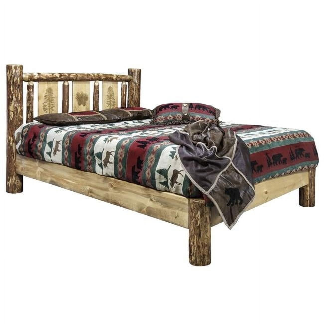 Glacier Country Collection Platform Bed with Laser Engraved Pine Tree ...