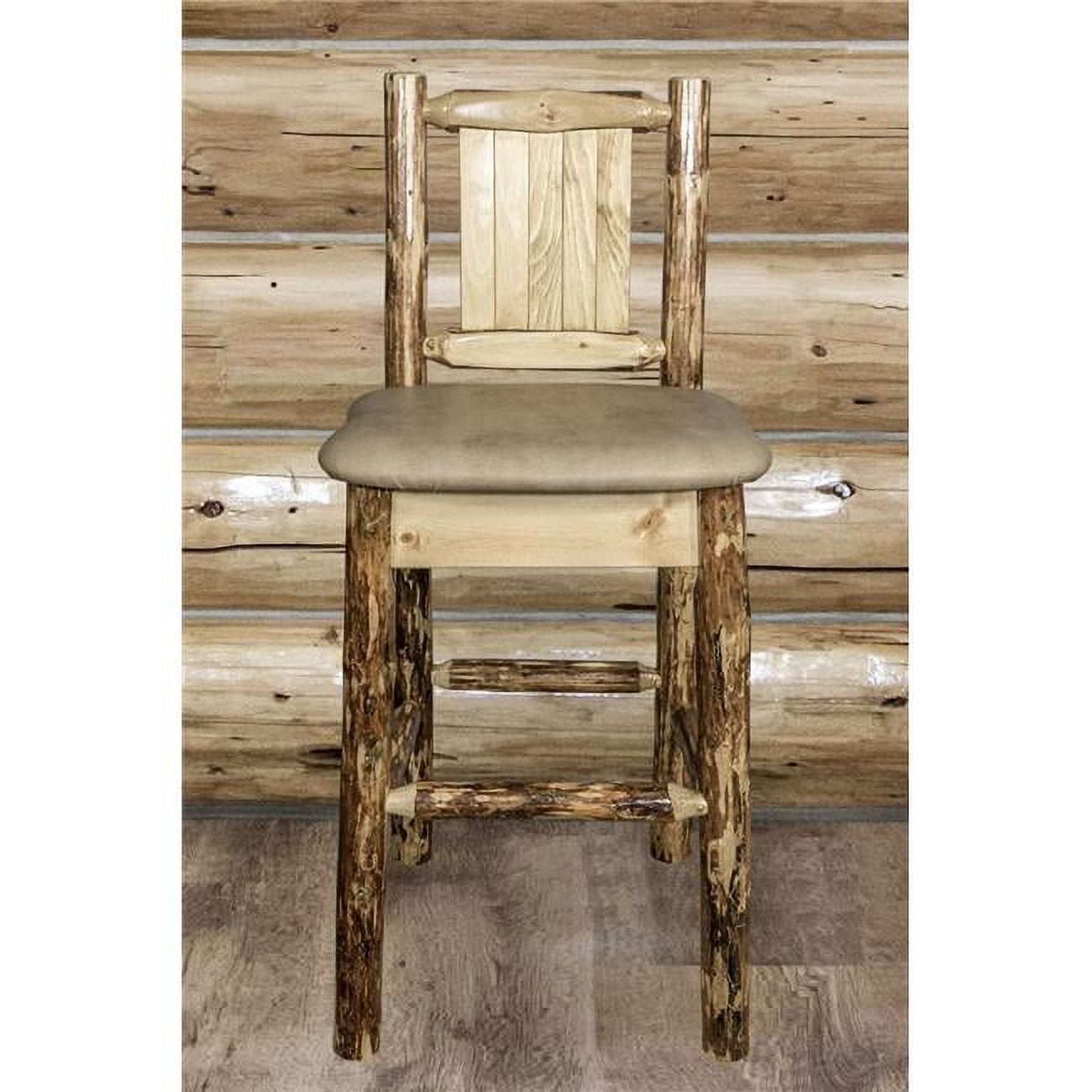 Glacier Country Counter Height Barstool with Back - Buckskin Upholstery ...