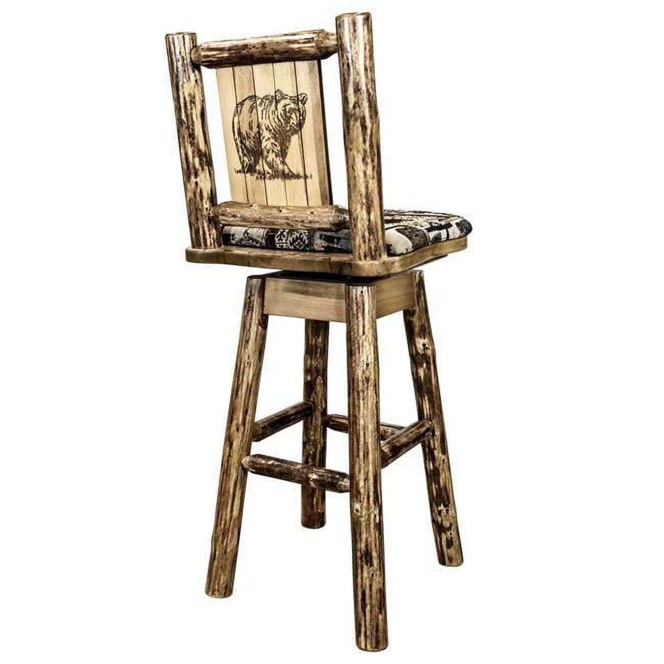 Glacier Country Counter Height Barstool with Back & Swivel, Woodland ...