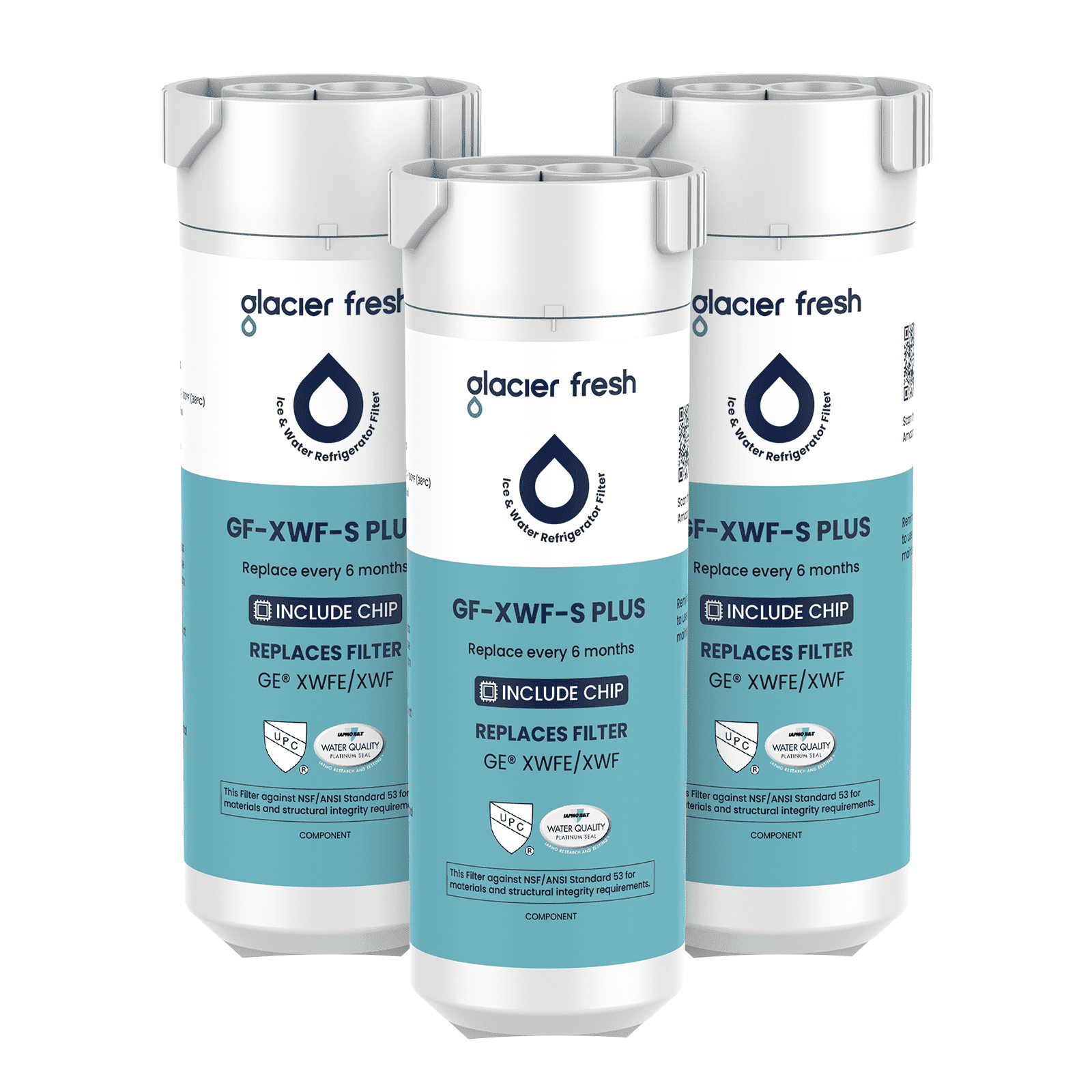 Glacier Fresh XWFE Water Filter(Built-in CHIP), Replacement for GE XWFE ...