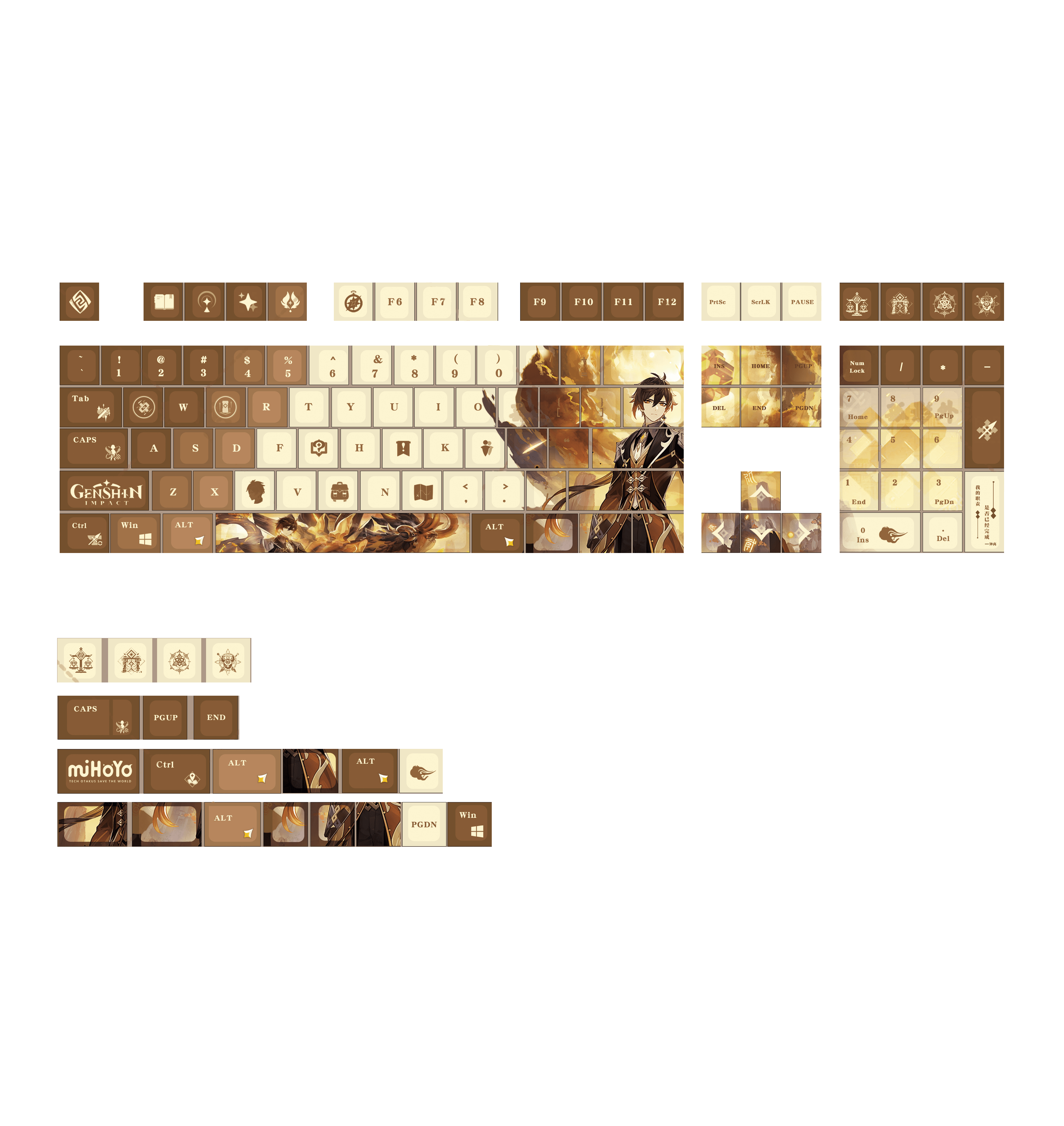 Glacier Genshin Impact PBT Dye-Sublimation Cherry Profile Full Keycaps ...