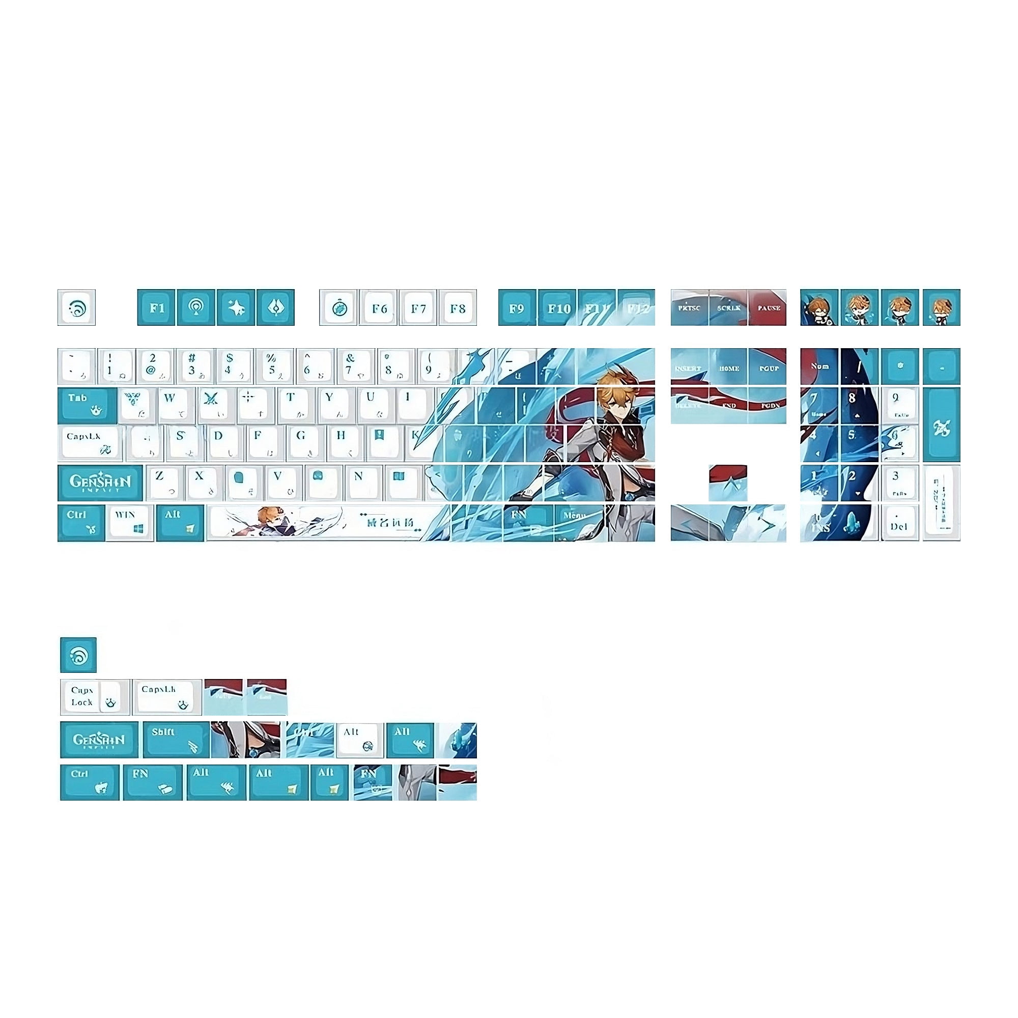 Glacier Genshin Impact PBT Dye-Sublimation Cherry Profile Full Keycaps ...