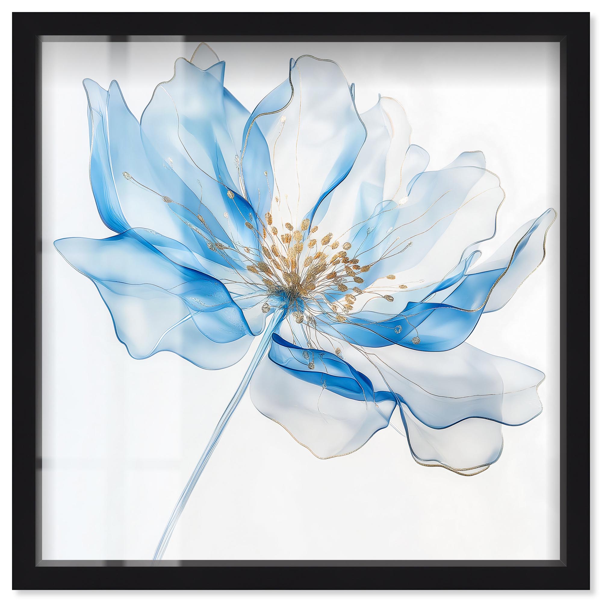 Glacier Ghost Blossom Shadowbox Print Floral Wall Decor by Art Remedy ...