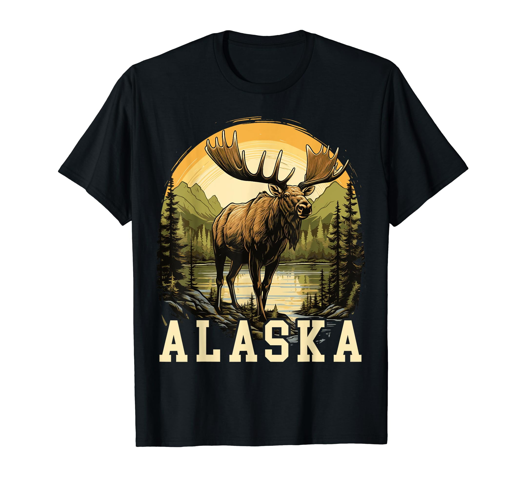 Glacier Mountain Landscape Alaskan Wildlife Alaska Moose T-Shirt ...