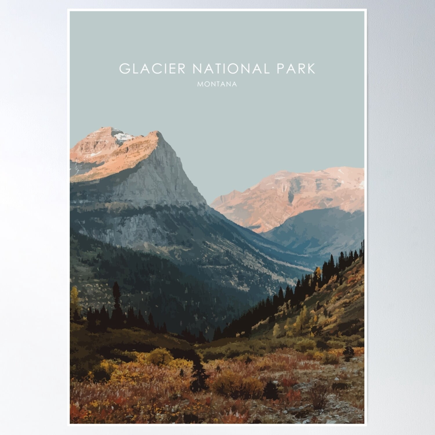 Glacier National Park, Montana Travel Artwork Poster Wall Art, Modern ...