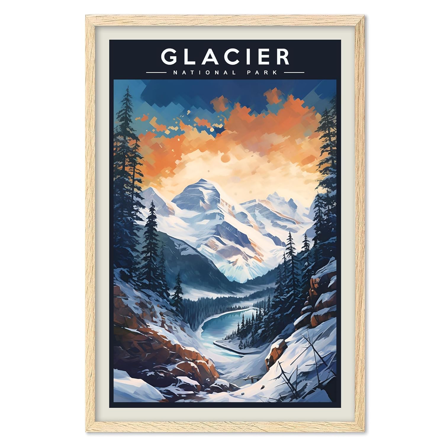 Glacier National Park Poster, National Park Posters, National Park Wall ...