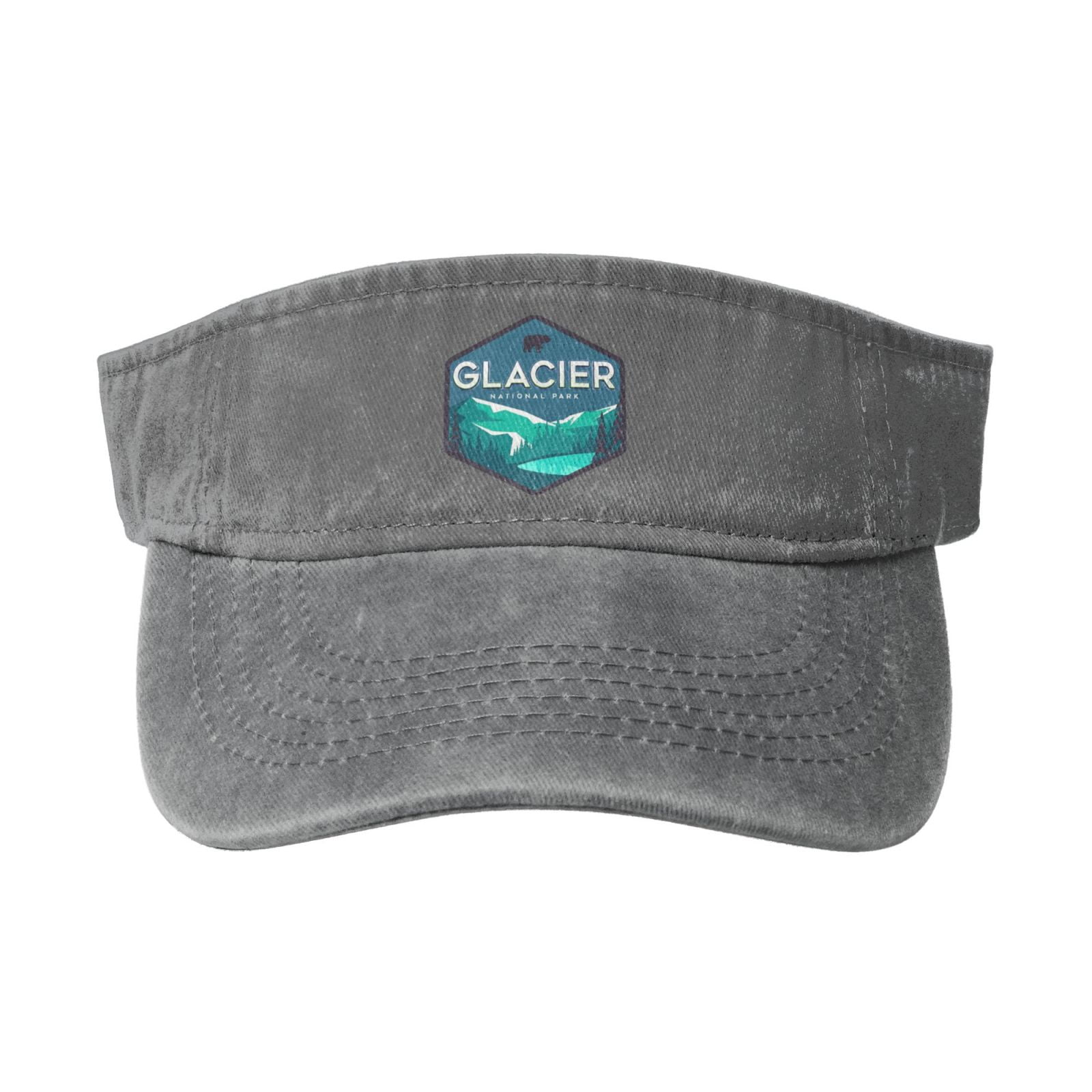 Glacier National Park Sun Visor Hats Denim Empty Top Baseball Cap Adjustable Sports Sun Hats ...