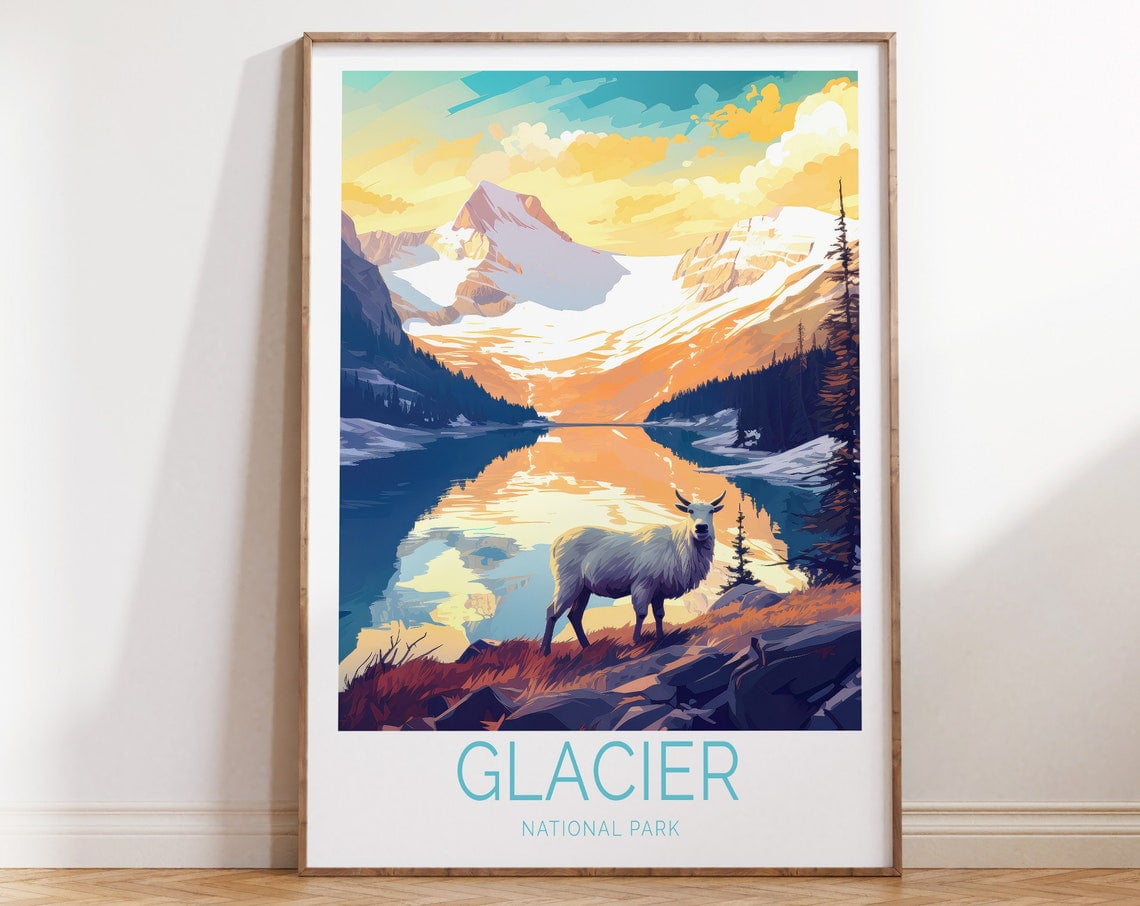 Glacier National Park Travel Poster, Glacier Montana Poster, Glacier ...