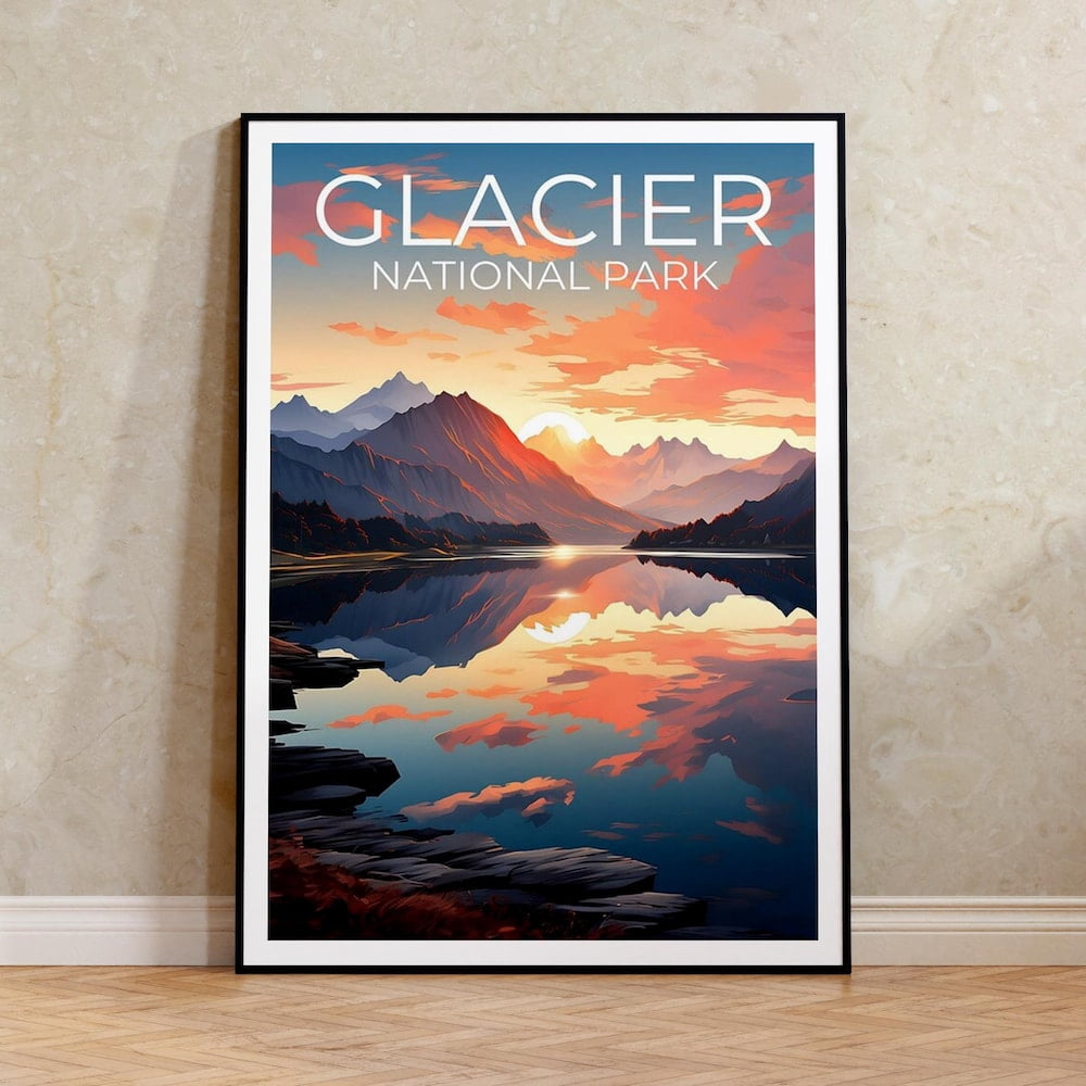 Glacier National Park Travel Poster Montana Wall Art Montana Print ...