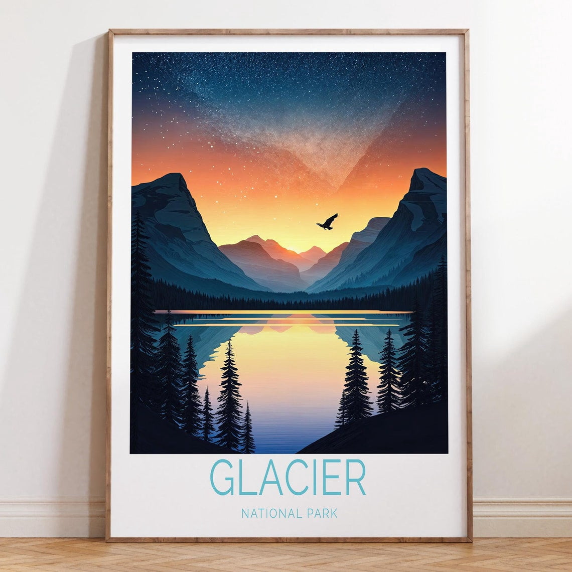 Glacier National Park Travel Poster, National Park Wall Art, Glacier ...
