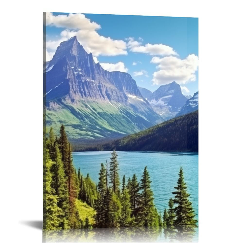 Nawypu Glacier National Park Wall Art Lake Mountains Pictures Framed ...