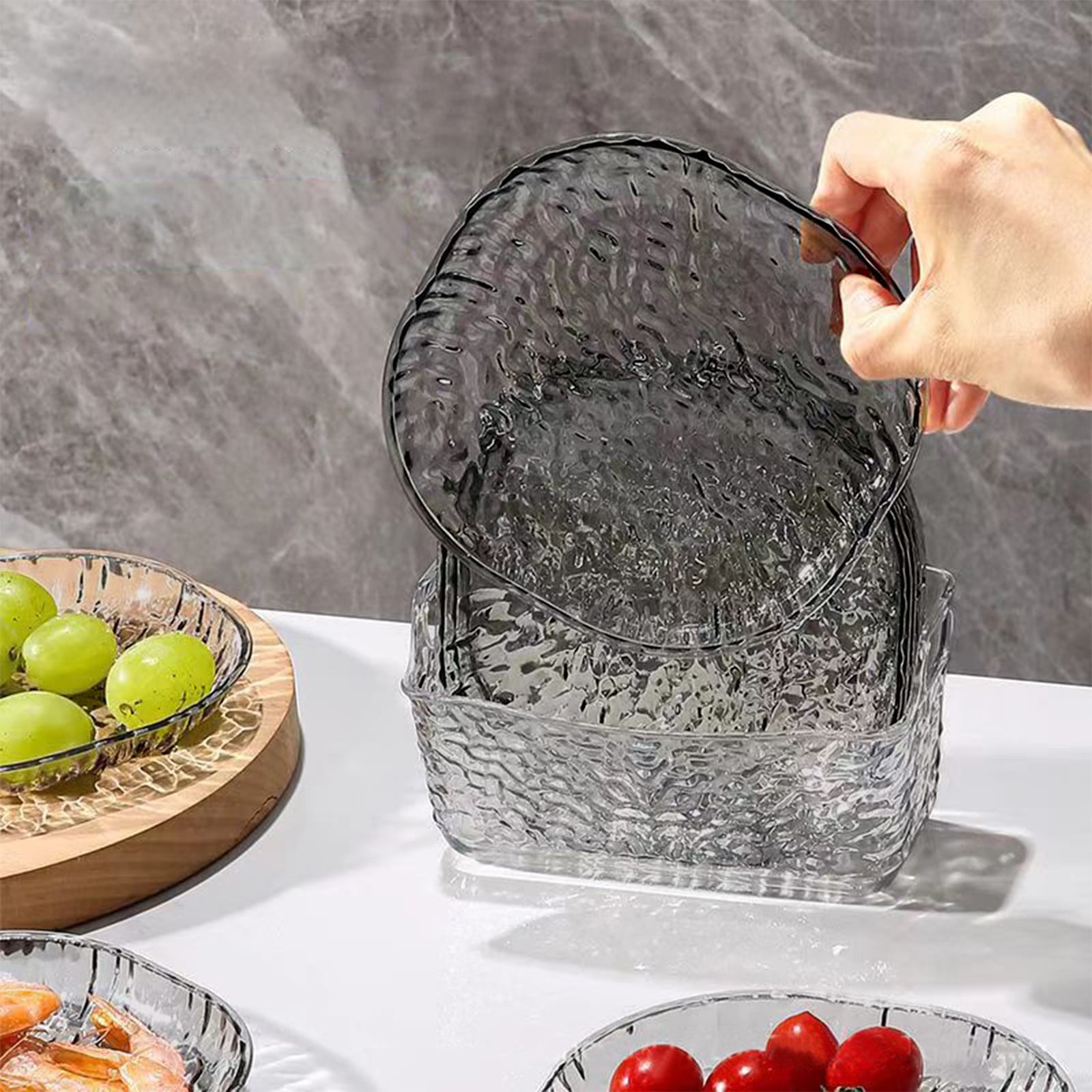 Glacier Pattern Plastic Fruit Plate & Tabletop Trash Tray | Transparent ...