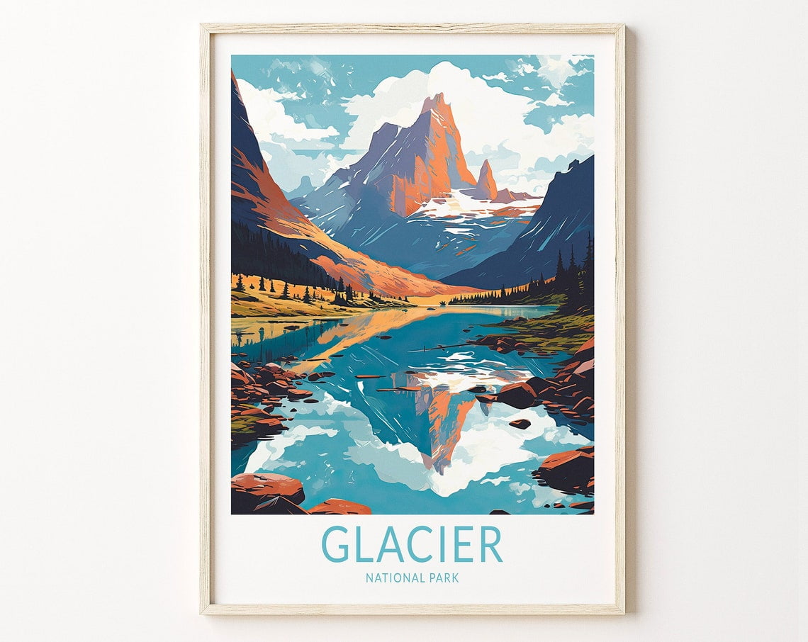 Glacier Travel Print, Glacier Poster Print, National Parks Glacier Wall ...