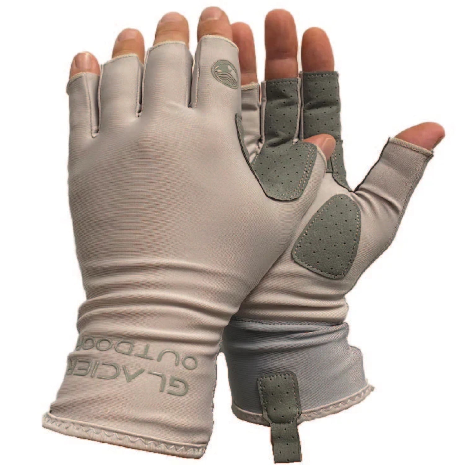 Glacier UPF 50+ Fingerless Synthetic Leather Gloves, Palm Gray, L ...