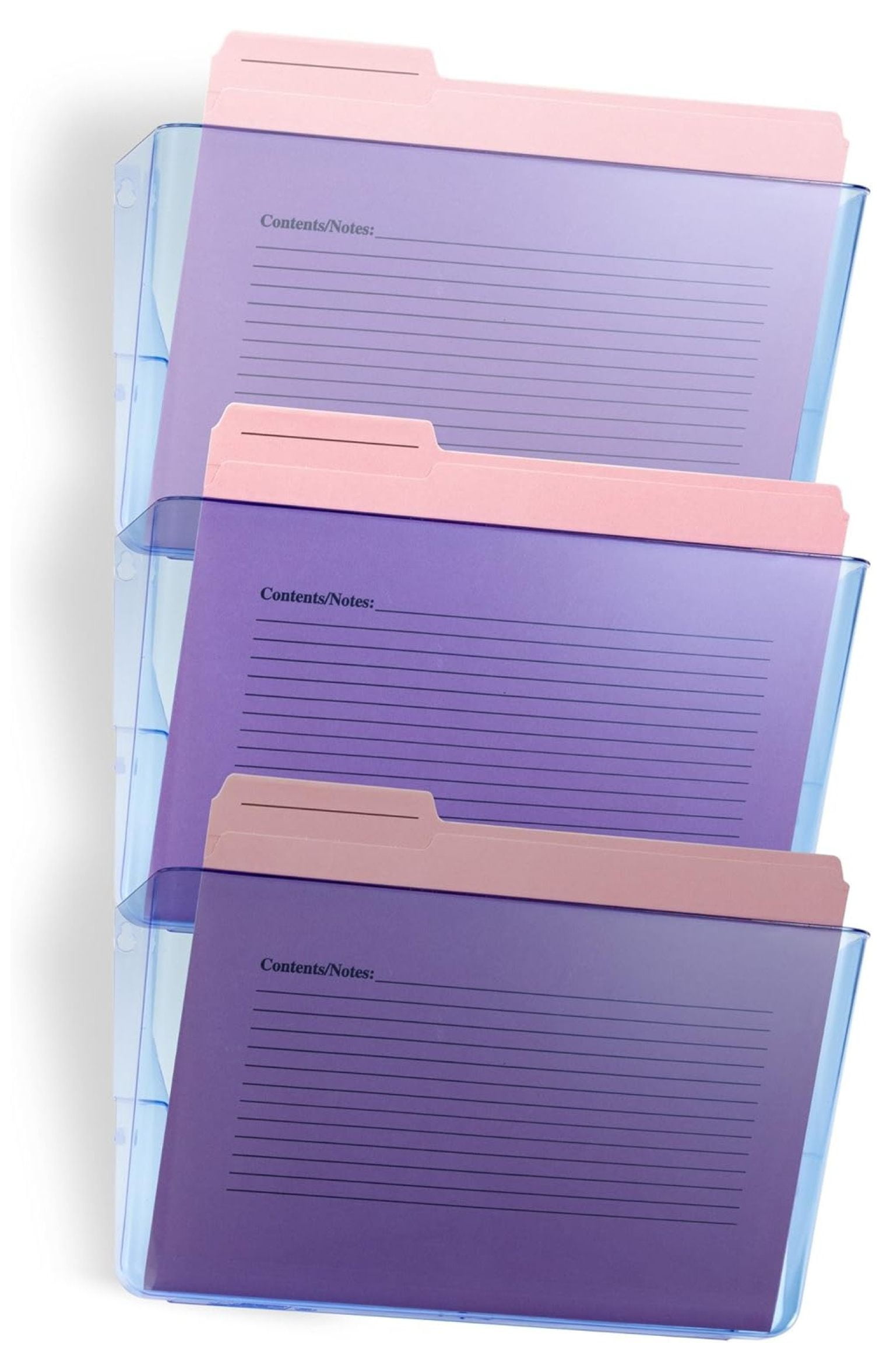 Glacier Wall File 3-Pack - Transparent Blue Hanging File Organizer for ...