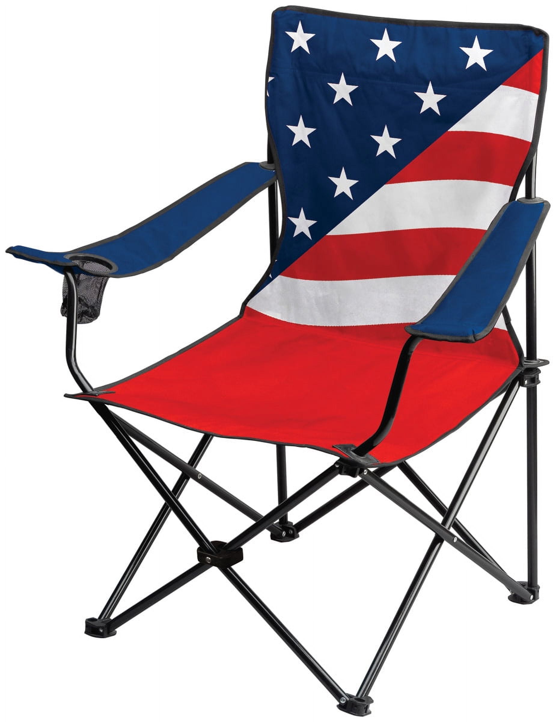 Glacier's Edge Outdoor Padded Folding American Flag Chair for Backyard ...