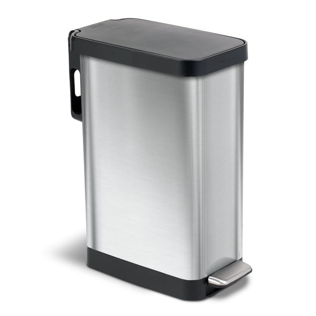 Glad 12 Gallon Slim Stainless Steel Step on Kitchen Trash Can - Shop ...