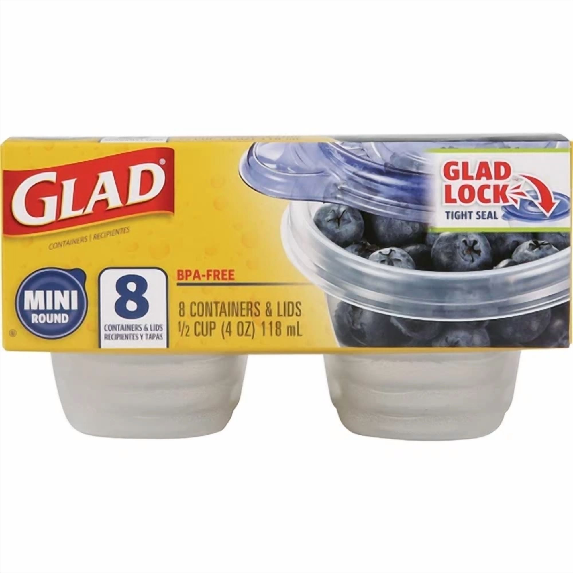 Glad 4 Oz. Clear Mini Round Container (8-Pack) Bbp35043 Glad Bbp35043 ...