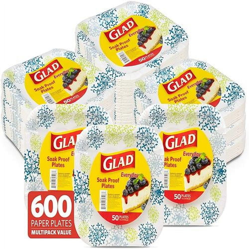 Glad 7 Inch Square Paper Plates, Soak Proof Disposable Paper Plates ...