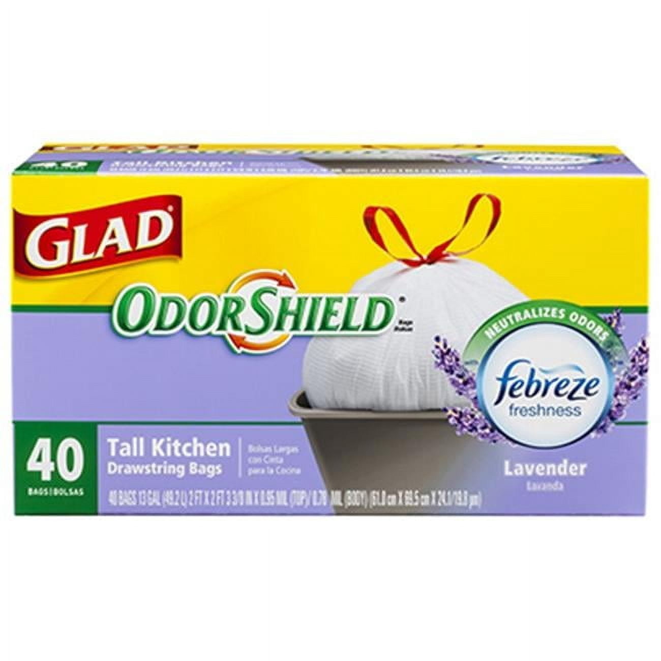 Glad 78459 Tall Kitchen Bag, 40 Count - 13 Gallon - Walmart.com