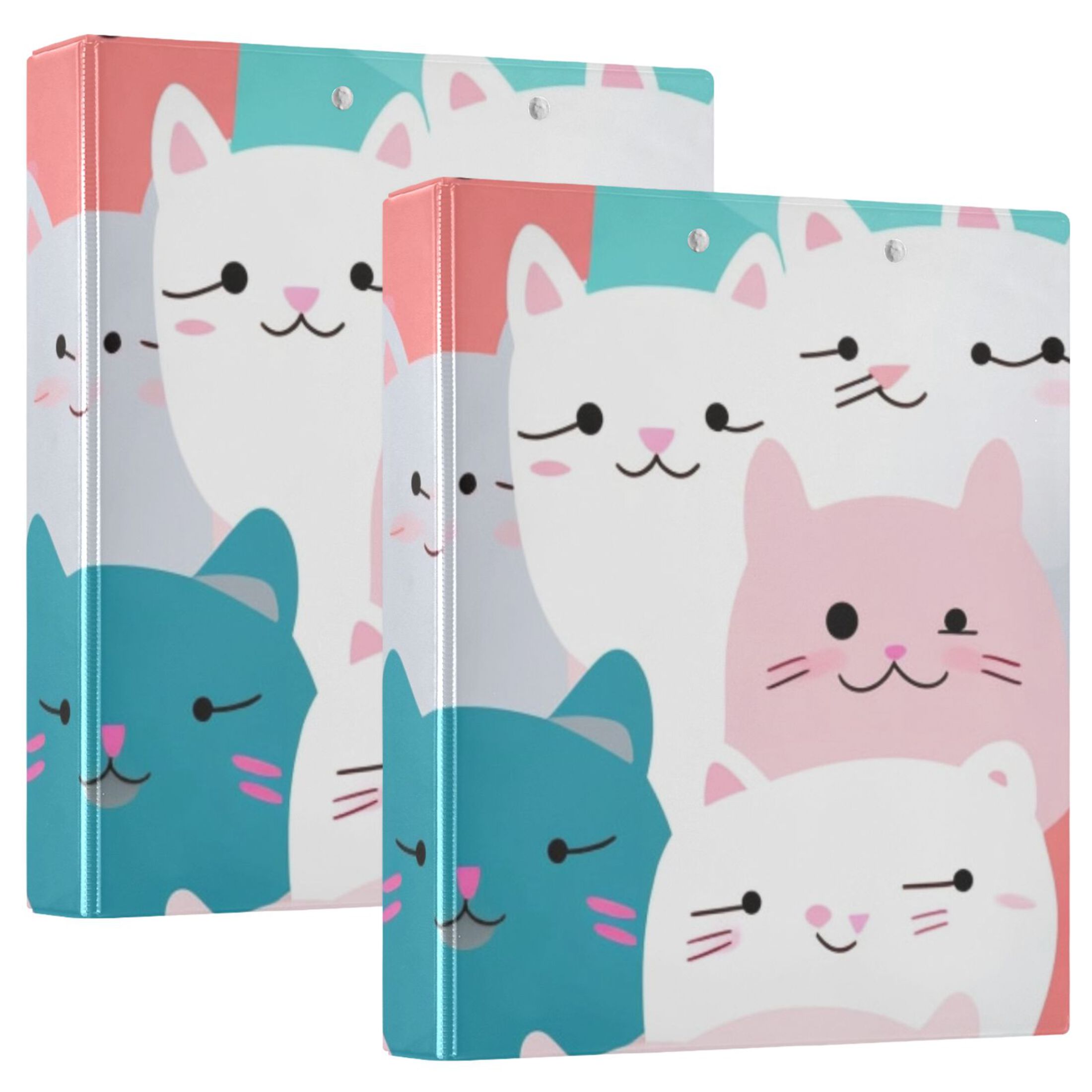 Glad Cat Face 3 Ring Hardcover Binders 1.5" Round Rings for Letter-Size ...