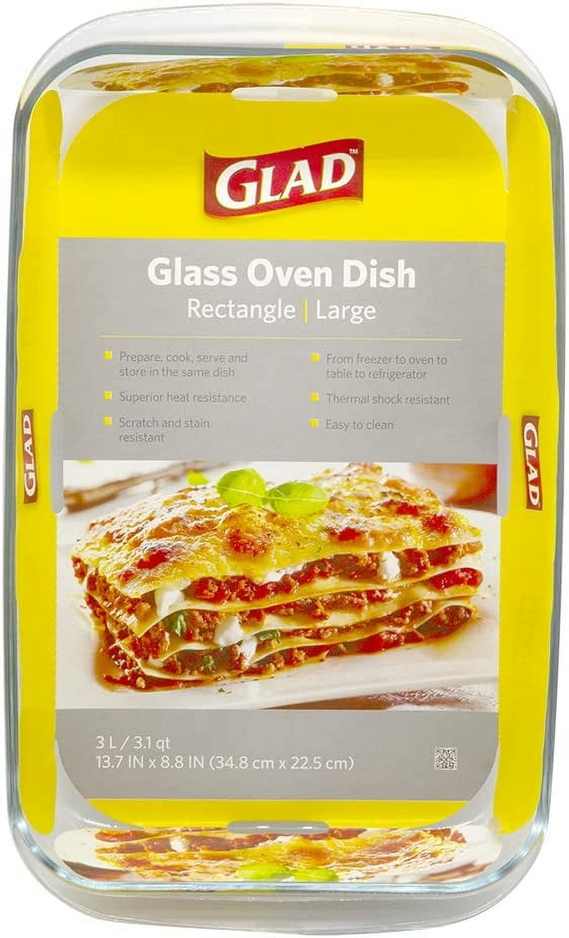 Glad Clear Glass Oblong Baking Dish | 3.1-Quart Nonstick Rectangular ...