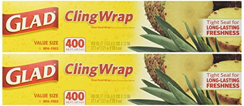 Glad Cling Plastic Wrap, Sticky Seal, Stretch, Food Protection, 400 Sq ...
