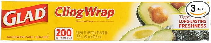 Glad Cling Wrap Clear Plastic Wrap, 200 Sq Ft (Pack of 3) - Walmart.com