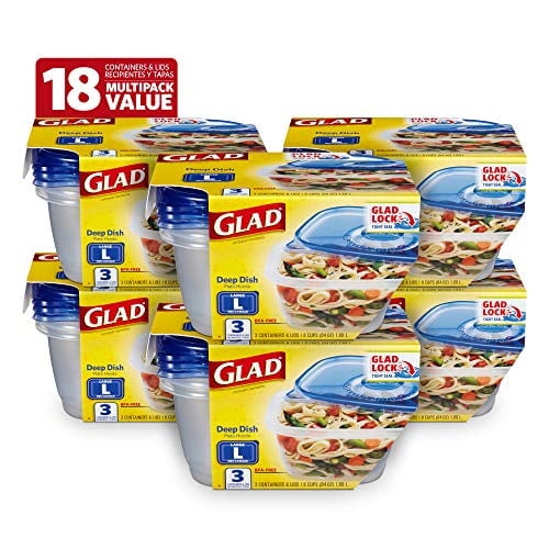 Glad Deep Dish Food Storage Containers, Large Rectangle (64 Oz) - 3 ...