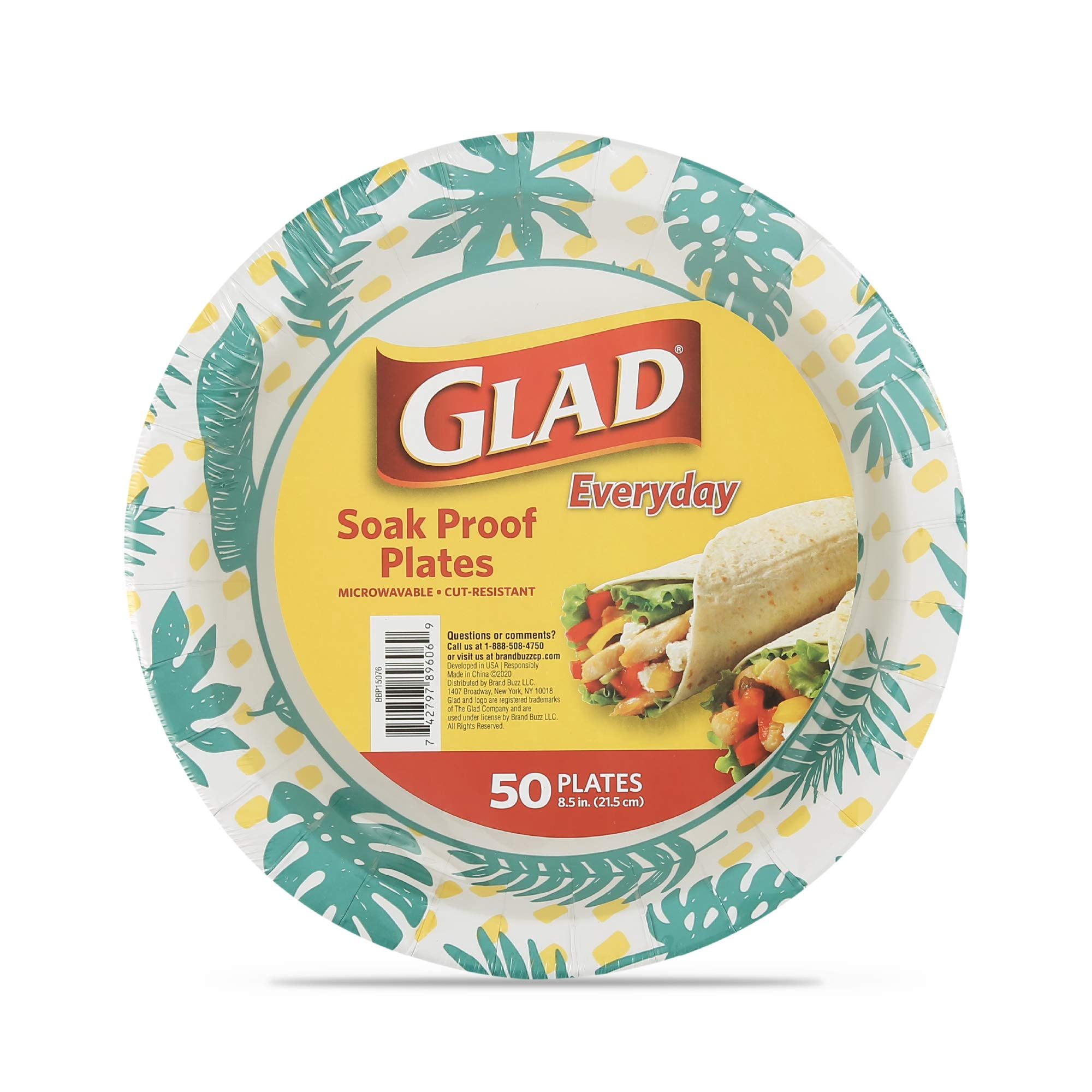 Glad Disposable Paper Plates With Palm BSL1 Leaves Design, 8.5 Inch ...