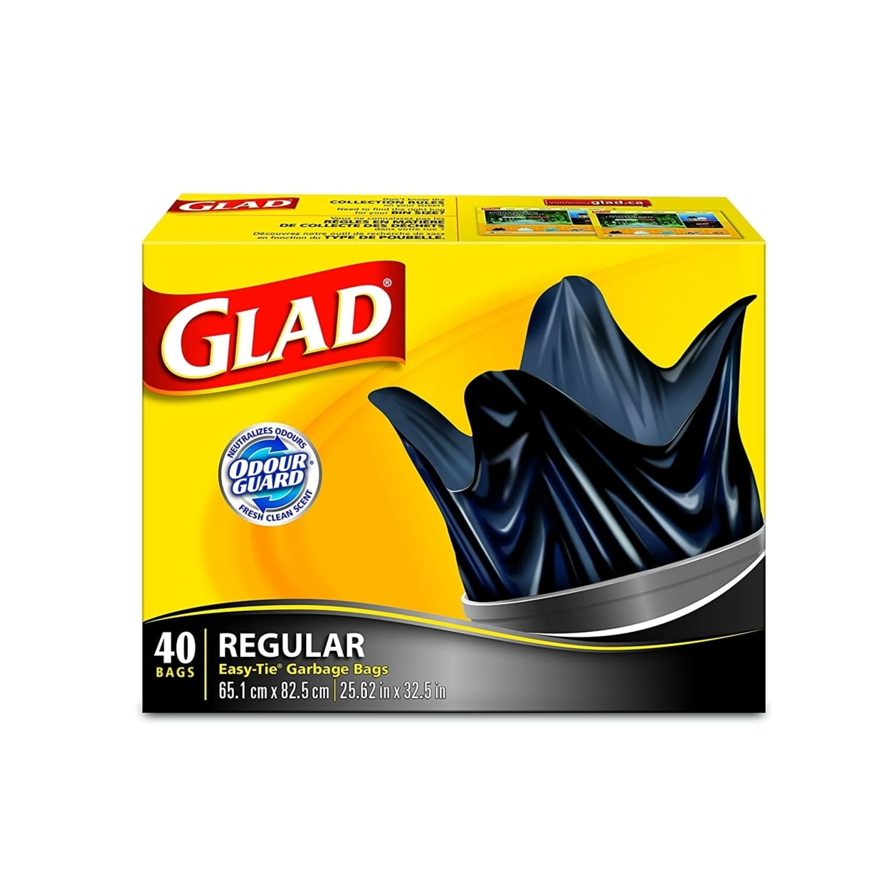 Glad Easy-Tie Regular Garbage Bags 40 Count Pack of 3 Strong Durable ...