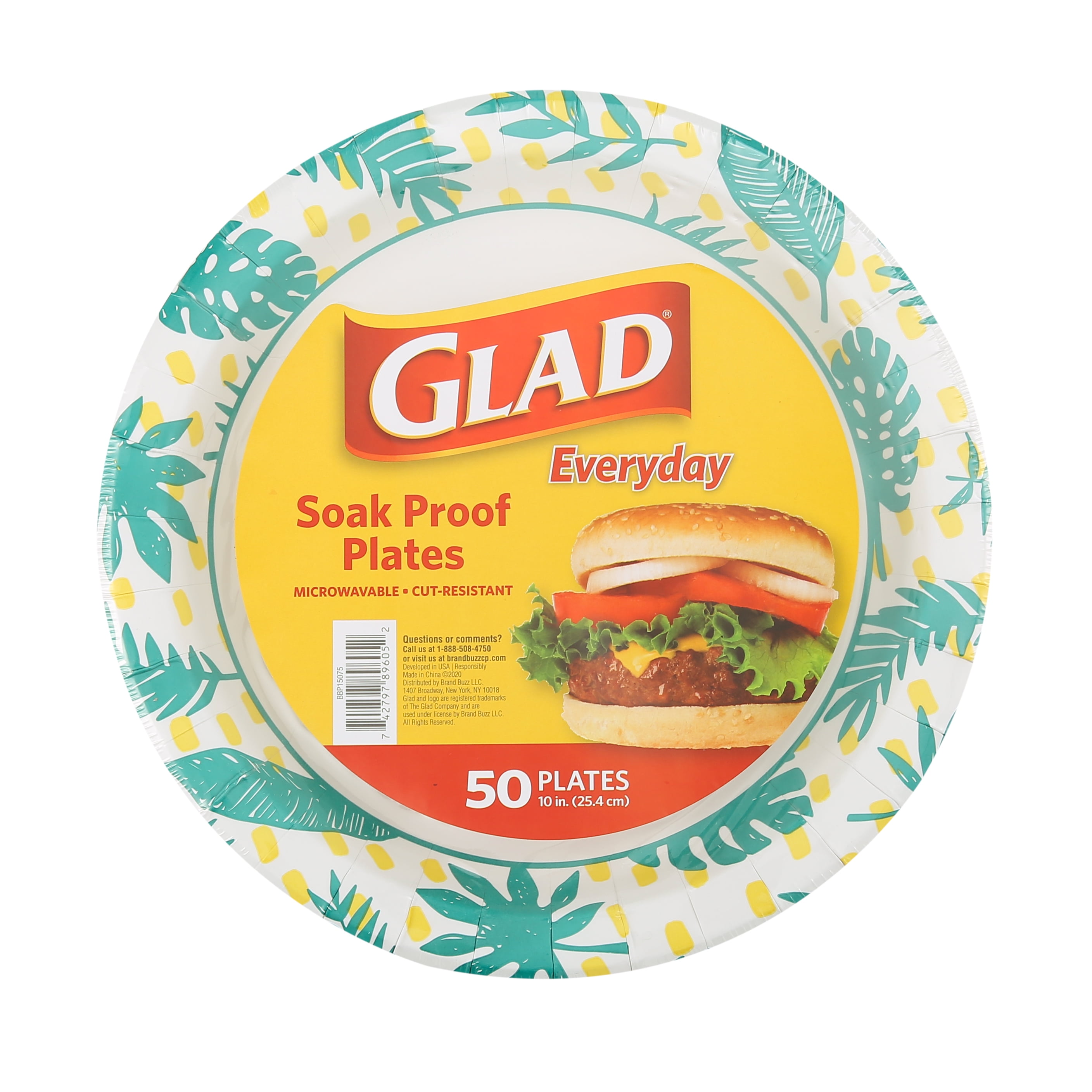 Glad Everyday 10" Round Paper Plates Palm Leaves, 2 pack (100 plates ...