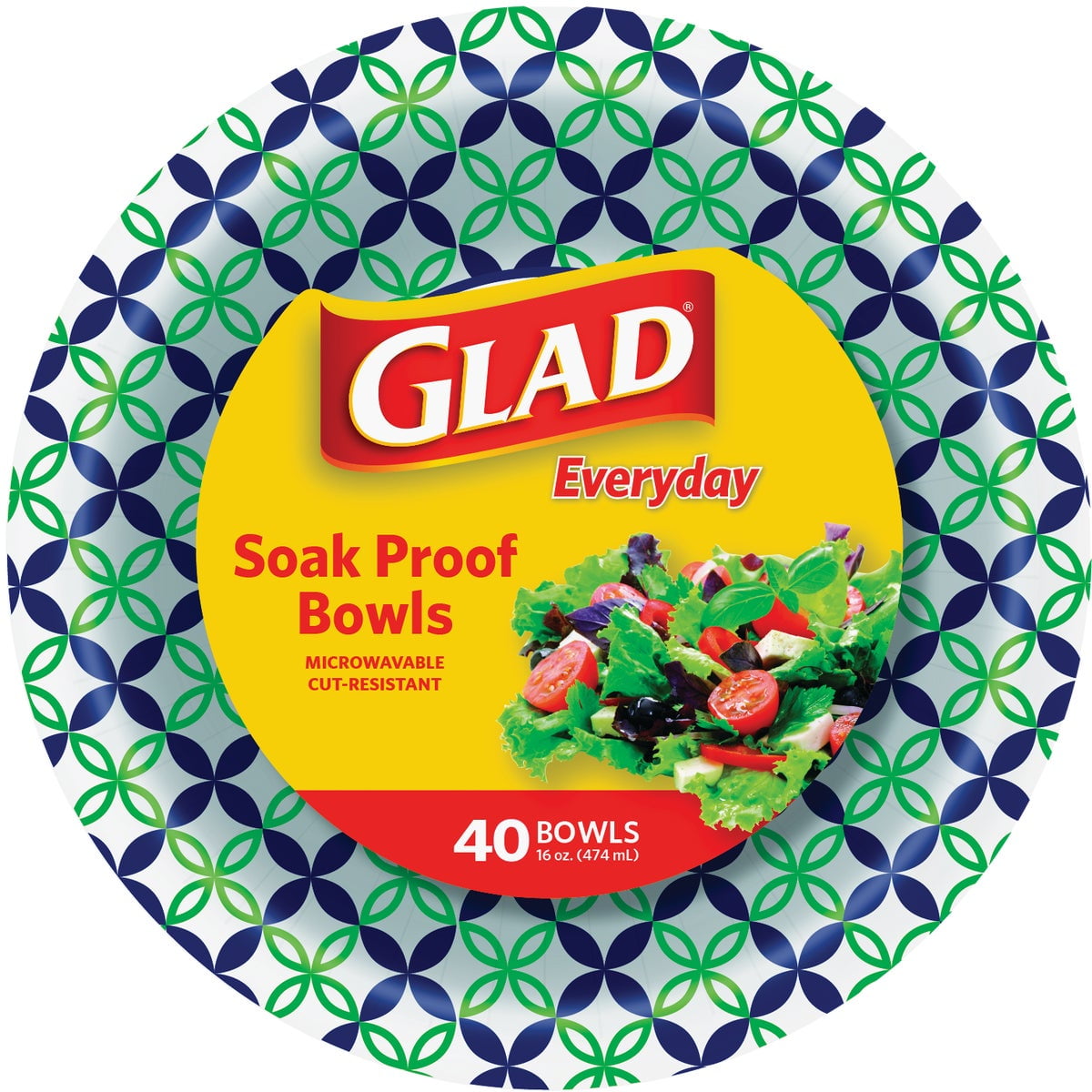 Glad Paper Bowls, 16 Oz, Microwave-Safe, Cut-Resistant, Soakproof, 40 ...
