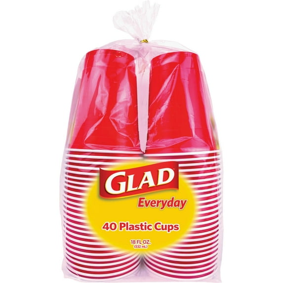 Glad Everyday Disposable 18 Oz. Red Plastic Cups, Strong & Sturdy ...