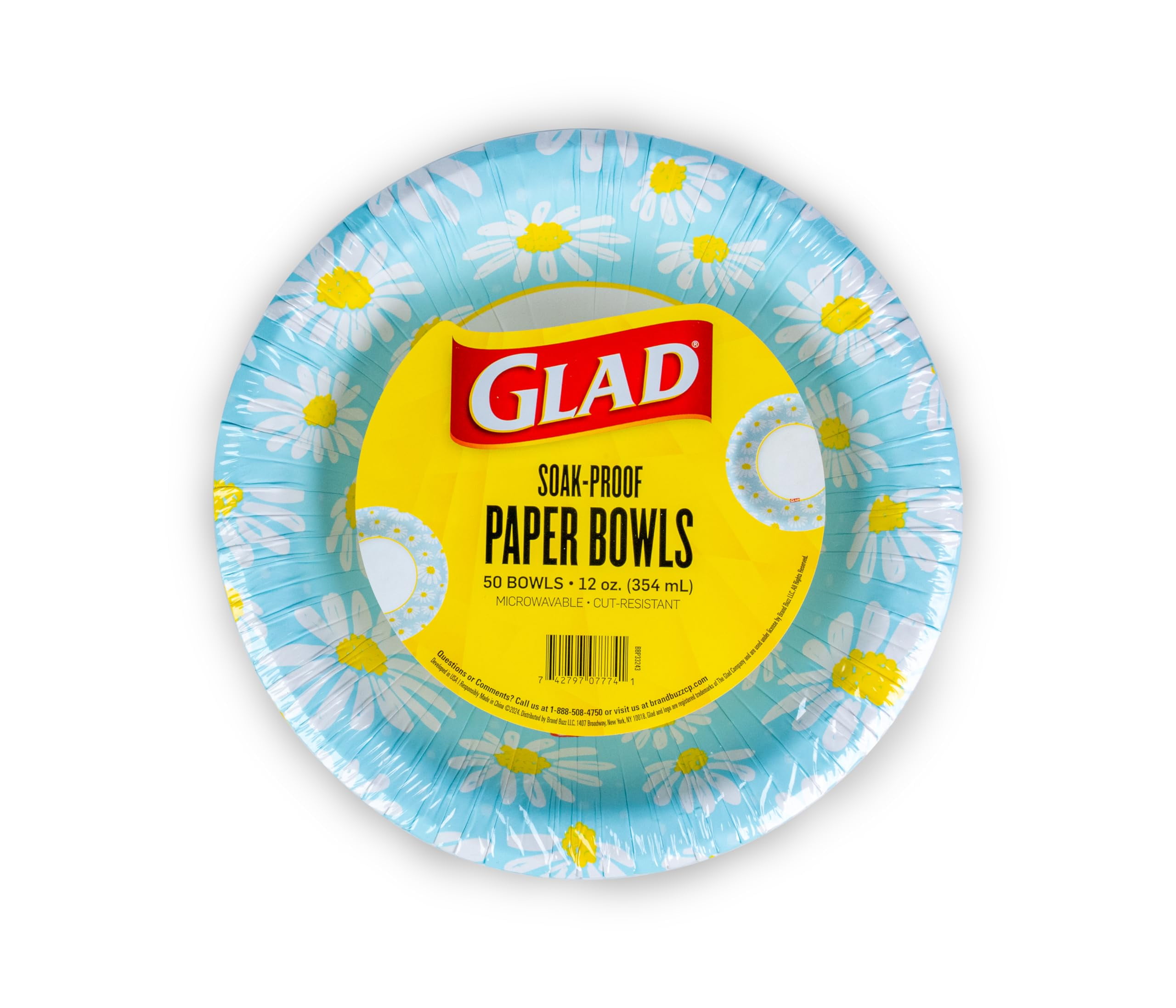 Glad Everyday Disposable Paper RRF12 Bowls with Lovely Daisies Design ...