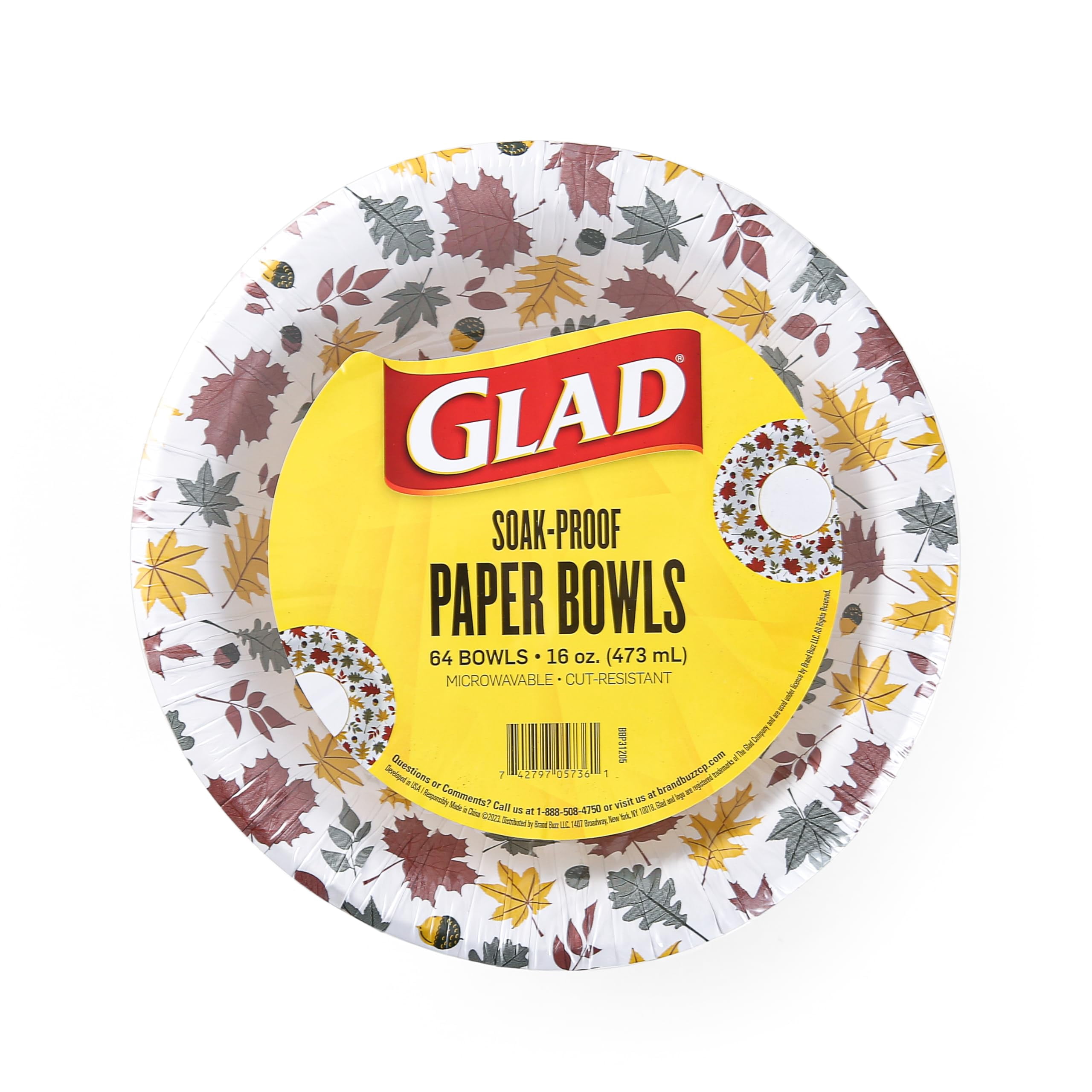 Glad Everyday Disposable Paper SSF20 Bowls with Falling Foliage Design ...