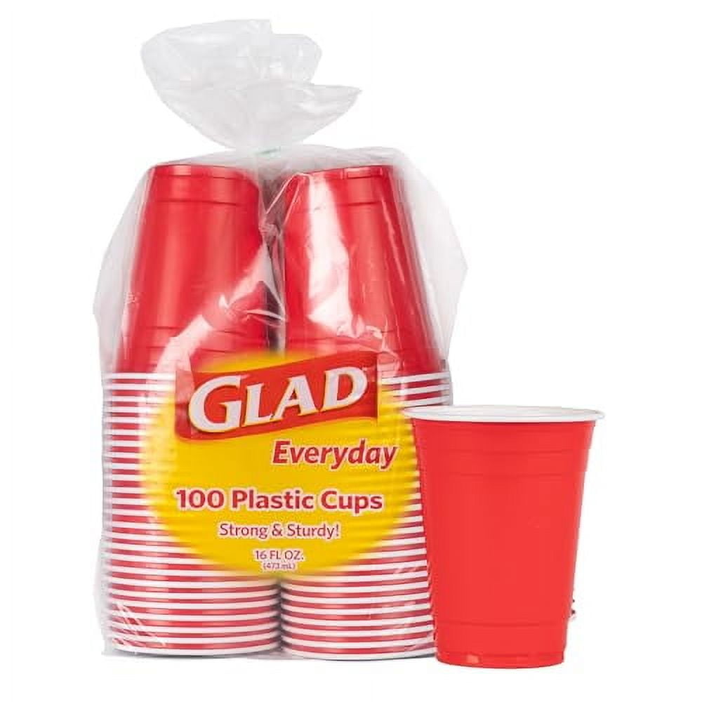Glad Everyday Disposable Plastic Cups for Everyday Use | Red Plastic ...