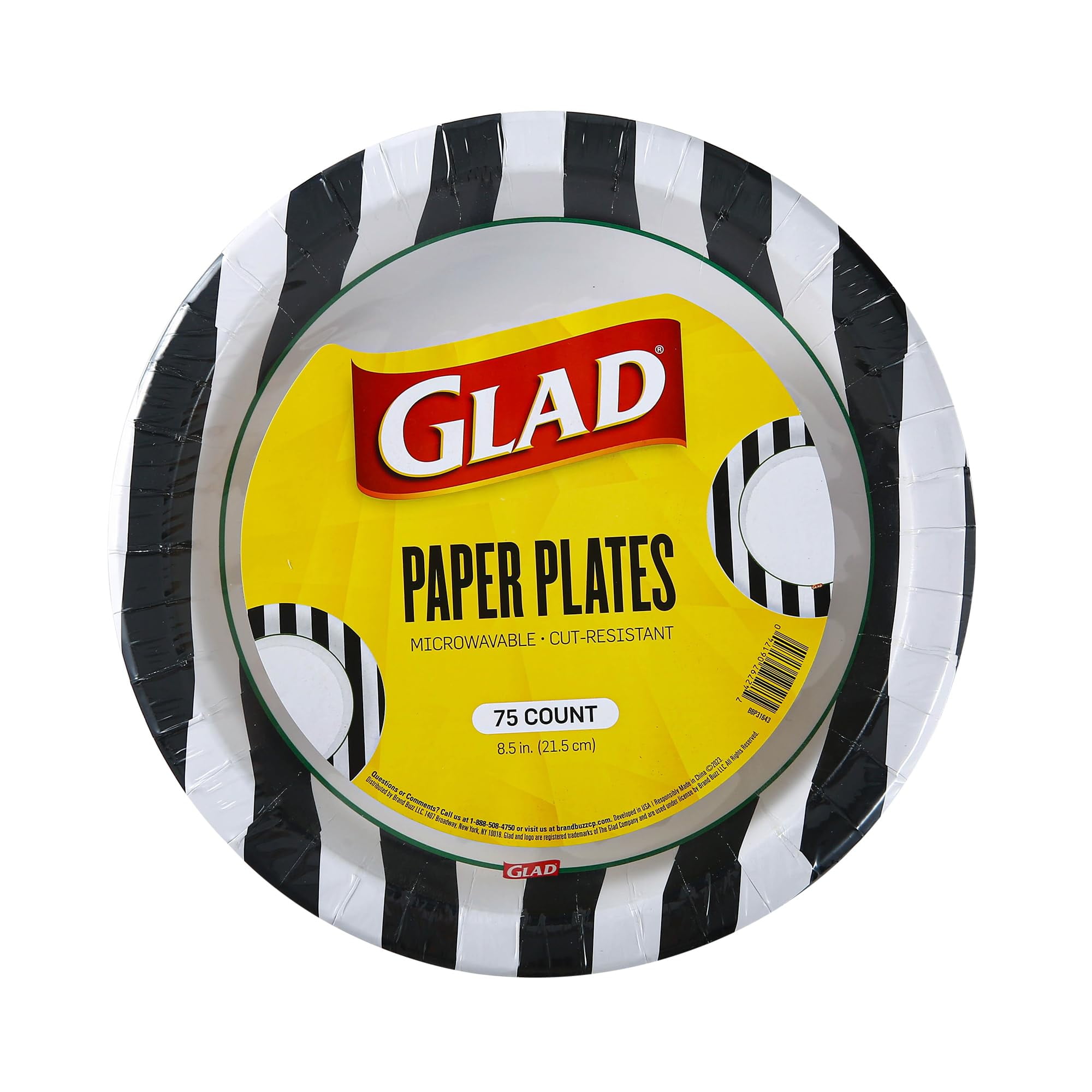 Glad Everyday Round Disposable OIF8 Paper Plates with Referee Football ...