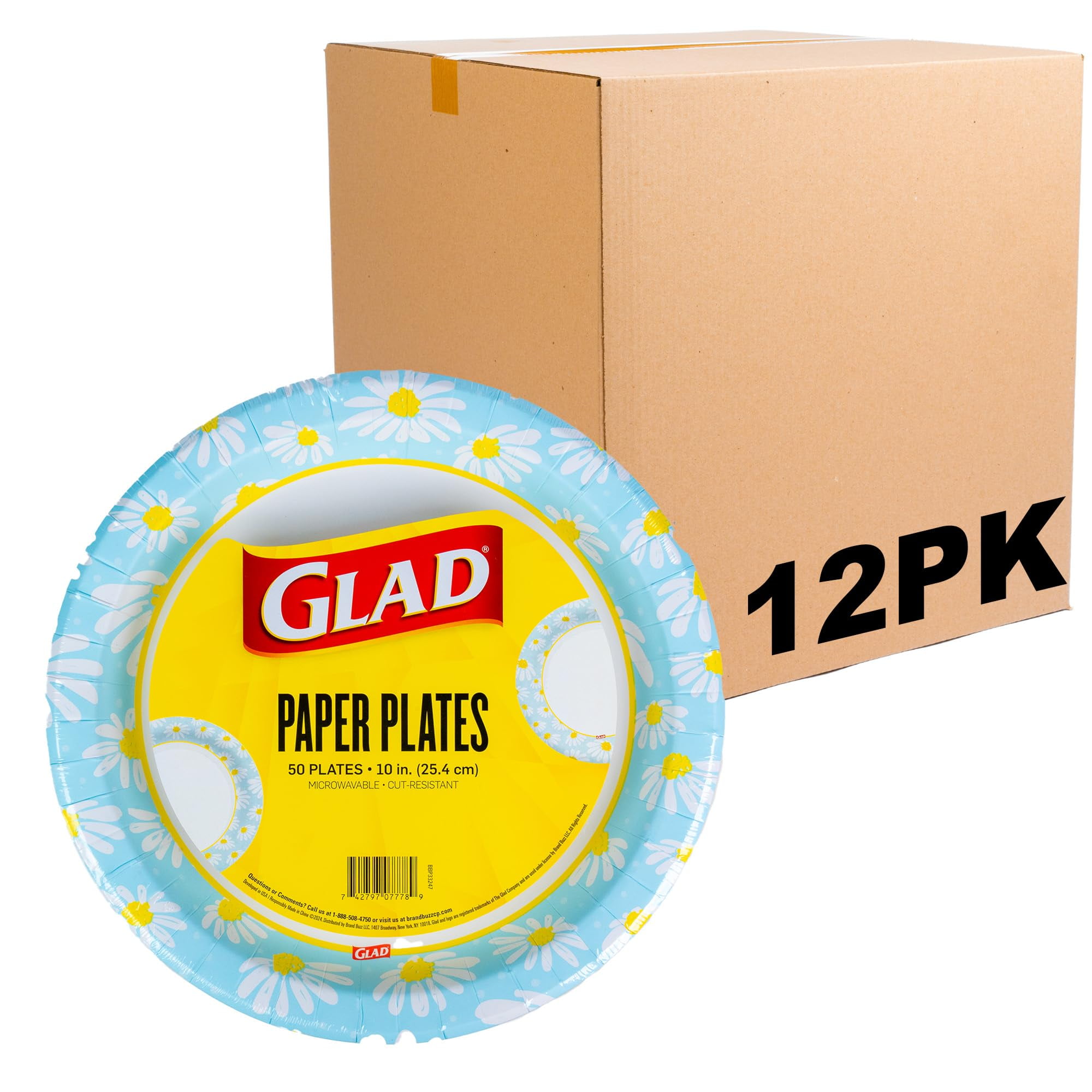 Glad Everyday Round Disposable Paper Plates AFN1with Lovely Daisies ...