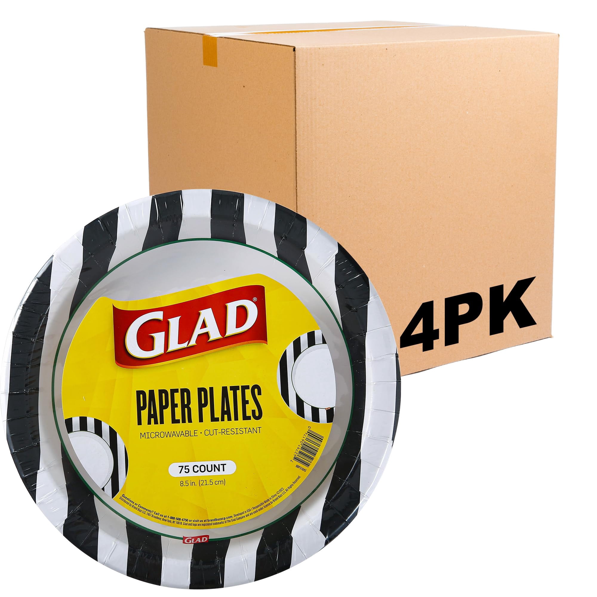Glad Everyday Round Disposable TSF6 Paper Plates with Referee Football ...