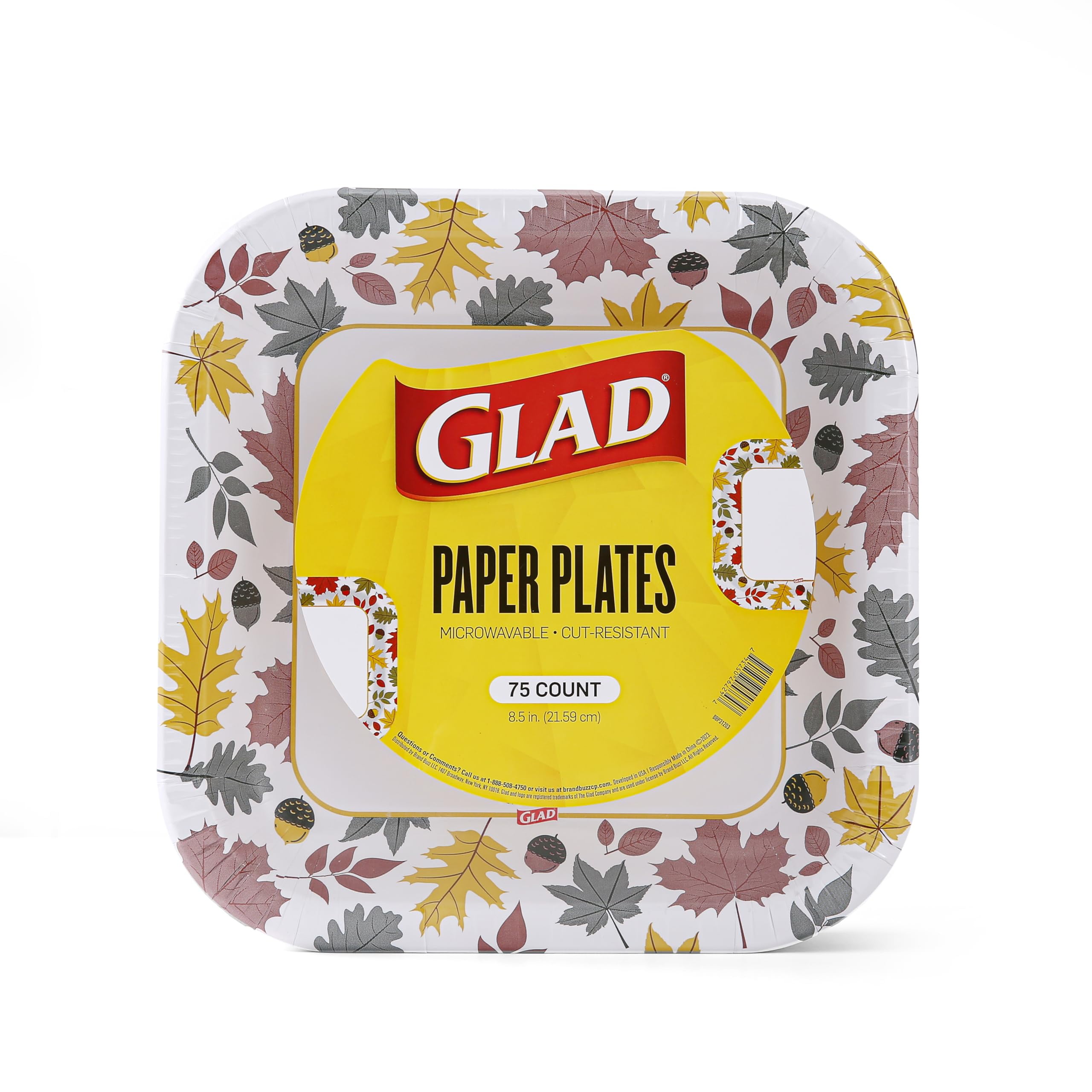 Glad Everyday Square Disposable Paper Plates AFN1with Falling Foliage ...