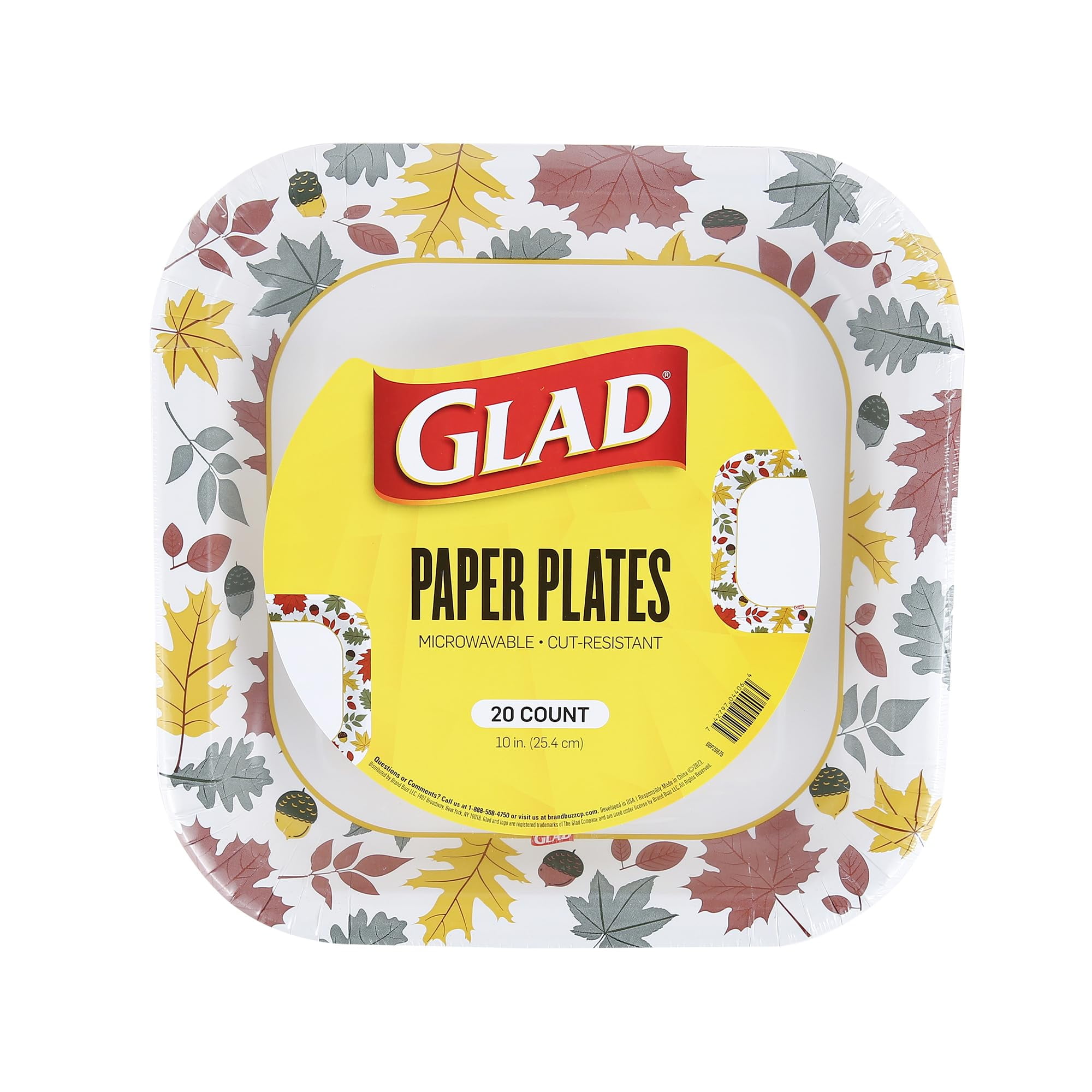 Glad Everyday Square Disposable SSF20 Paper Plates with Falling Foliage ...