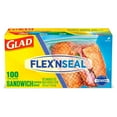 Glad Flex'nseal Zipper Food Storage Sandwich Bags 100 Count (Pack of 3 ...