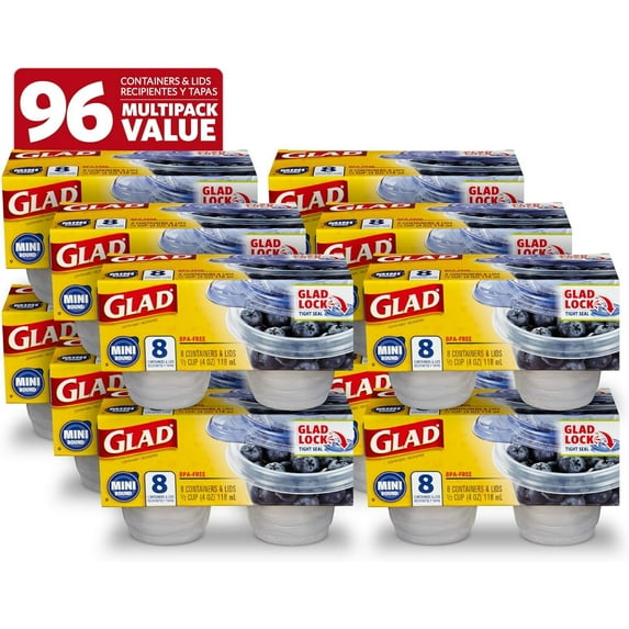 Glad Food Storage Containers, Mini Round 4 Oz Small Food Storage ...