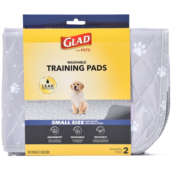 Glad For Pets Washable Reusable Dog Training Pads, Small 18”x24” 2 Pk ...