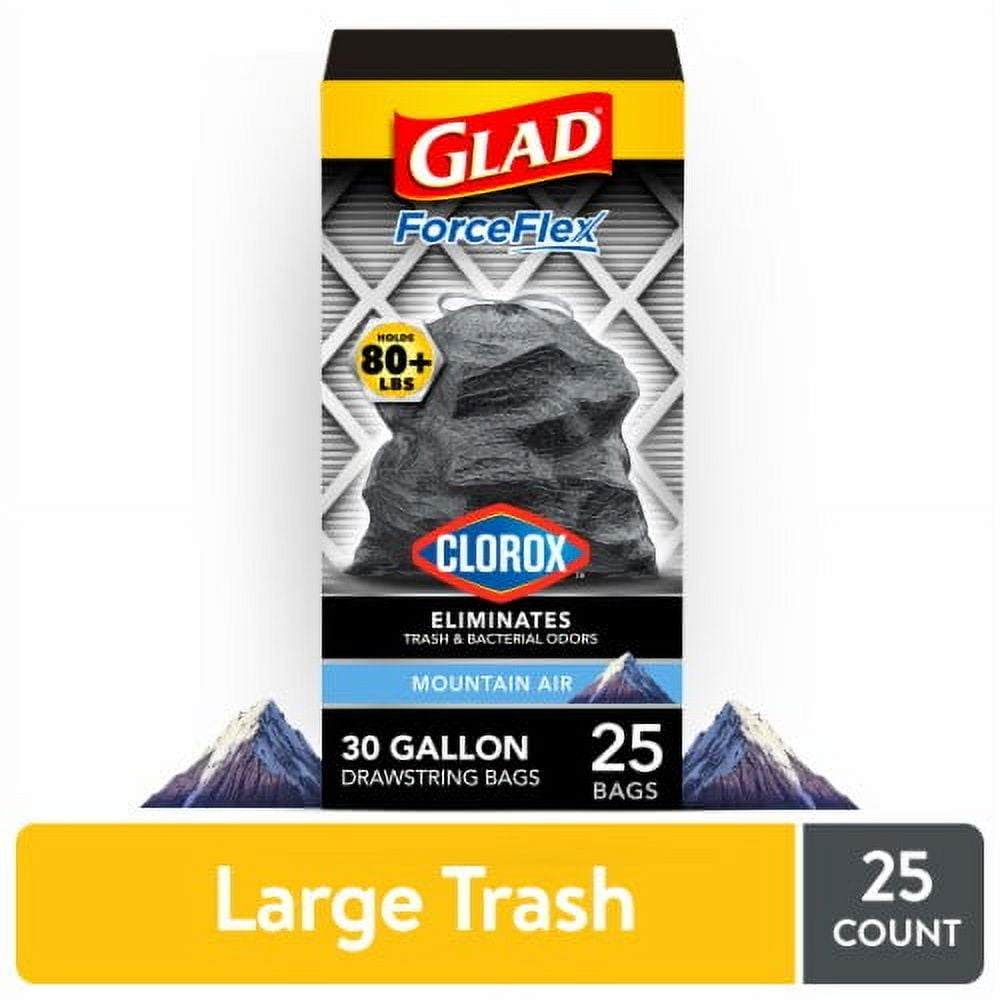 Glad ForceFlex Drawstring Large Trash Bags With Clorox in Mountain Air ...