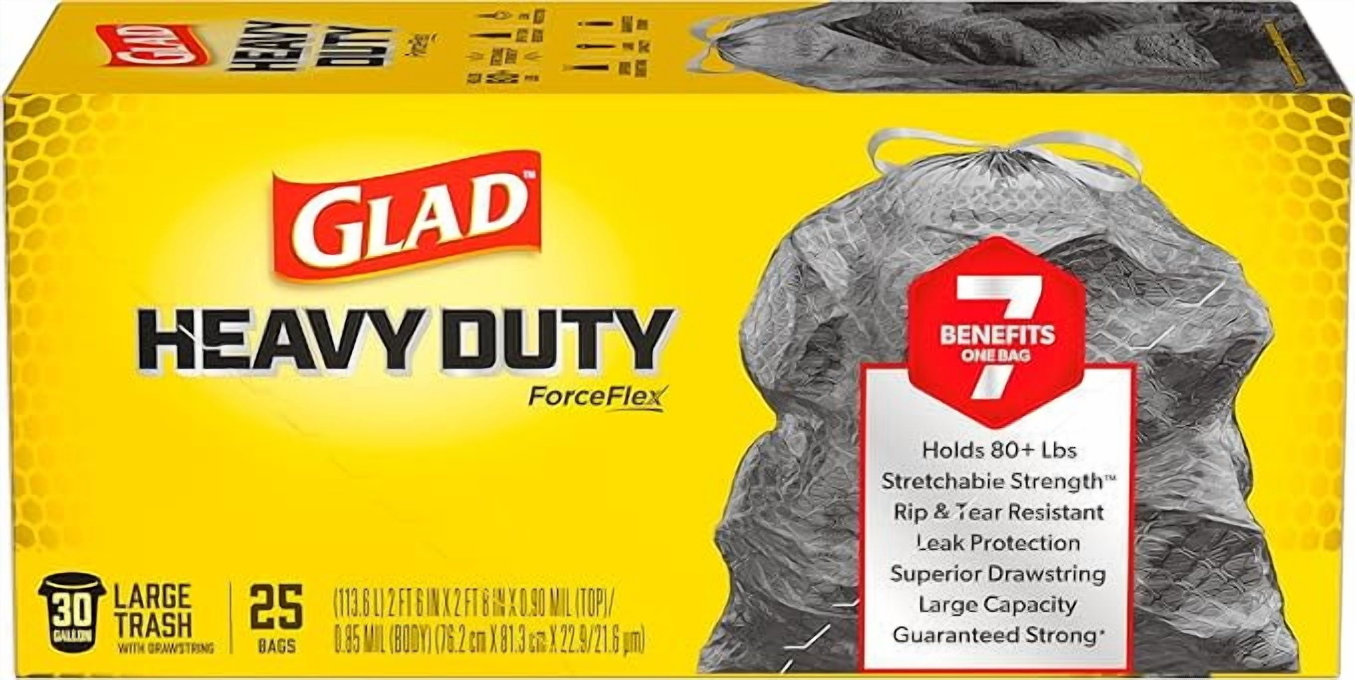 Glad ForceFlex Heavy Duty Large Trash Bags, Hold 80+ lb, 30 Gal, 25 Ct ...