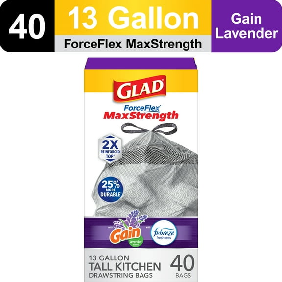 ForceFlex Tall Kitchen Trash Bags, 13 Gallon, Gain Lavender, 80 Count ...